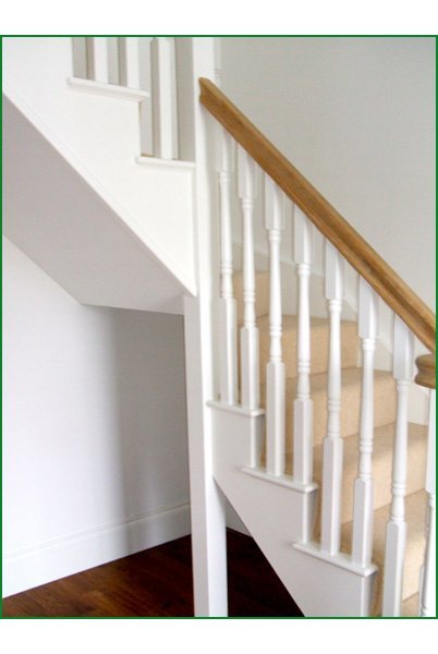 Case Study - Volute Oak Handrail with Cut String Softwood Staircase