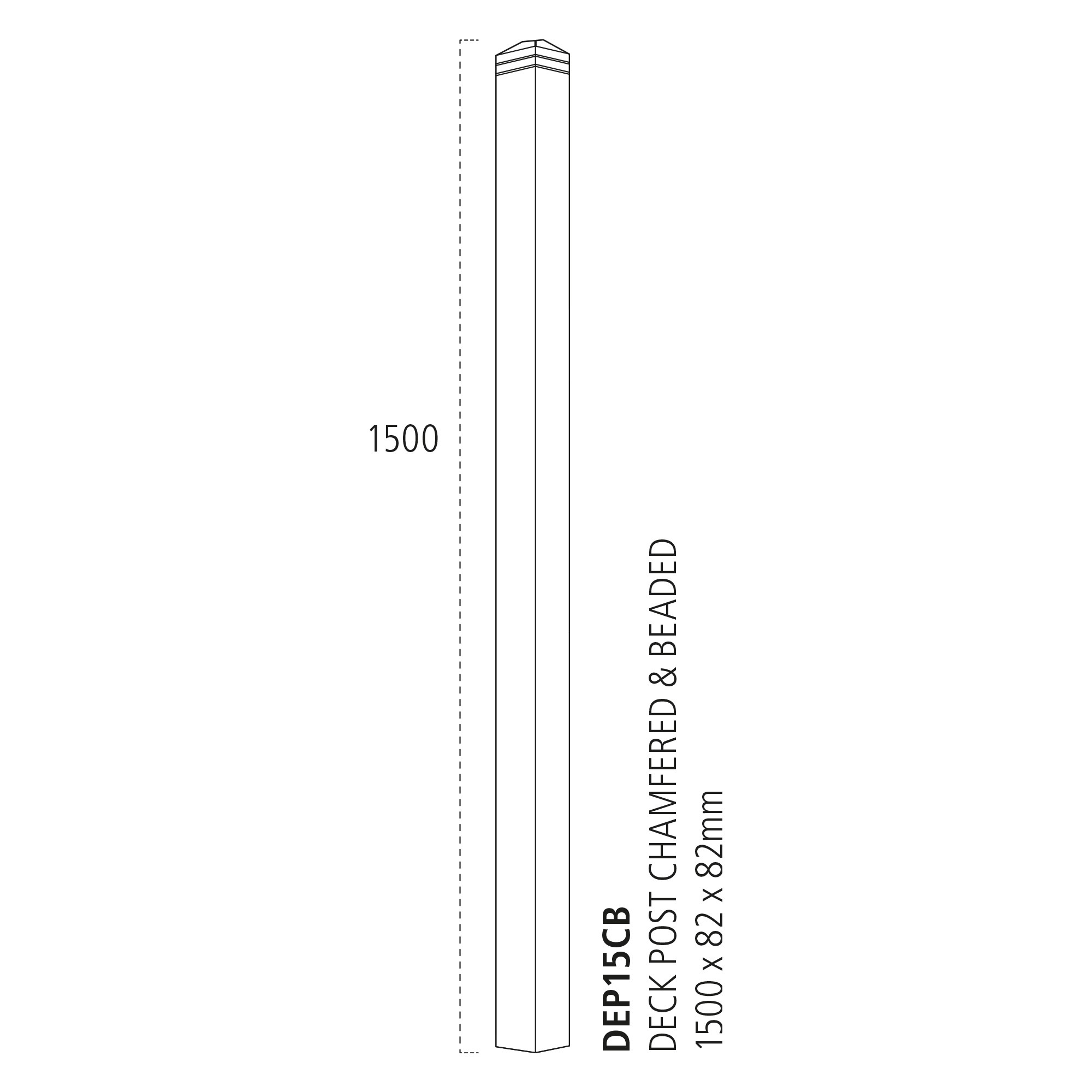Core Deck Softwood Stop Chamfered & Beaded Newel Post 1500x82x82mm