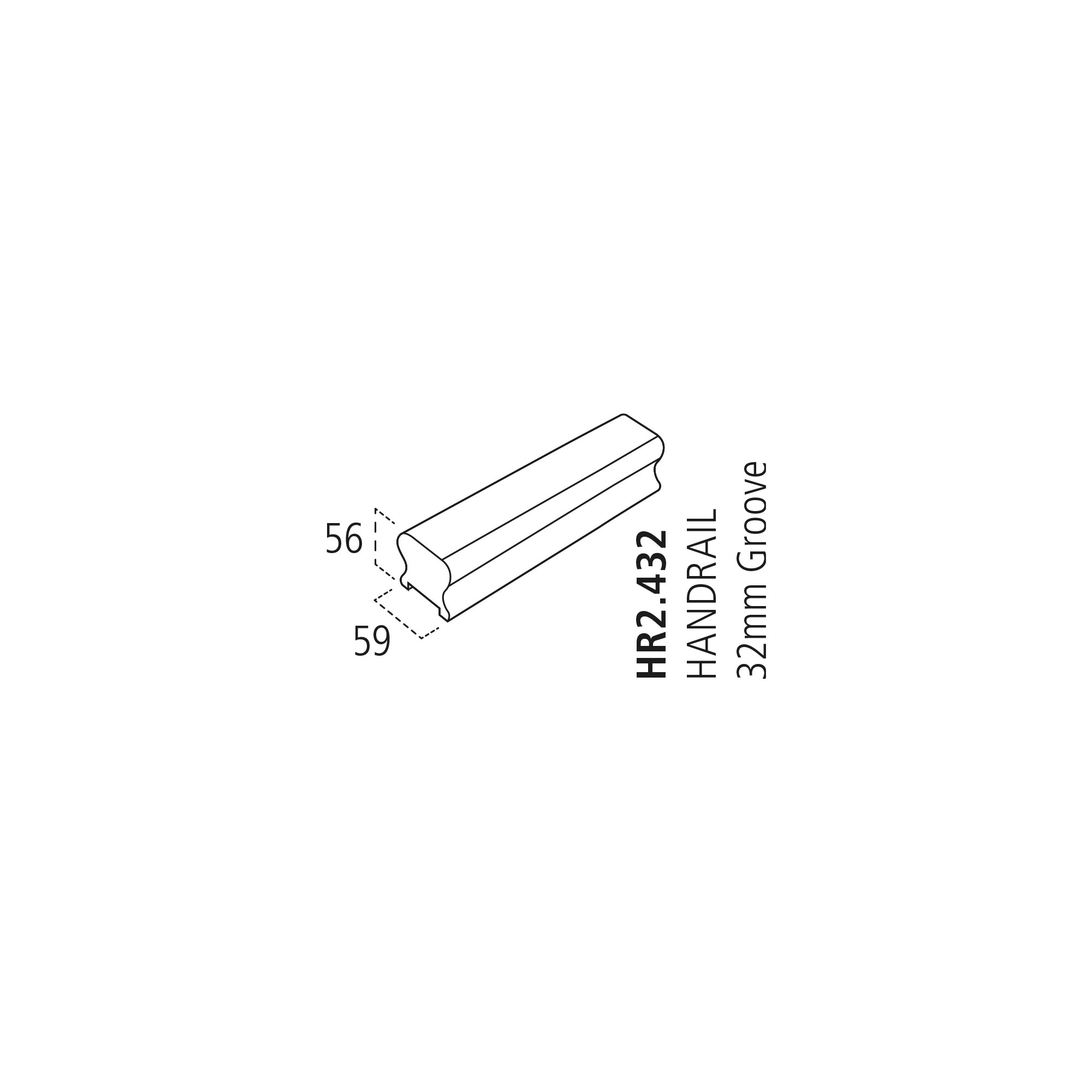 BENCHMARK PINE 3.6M HANDRAIL - 32MM GROOVE