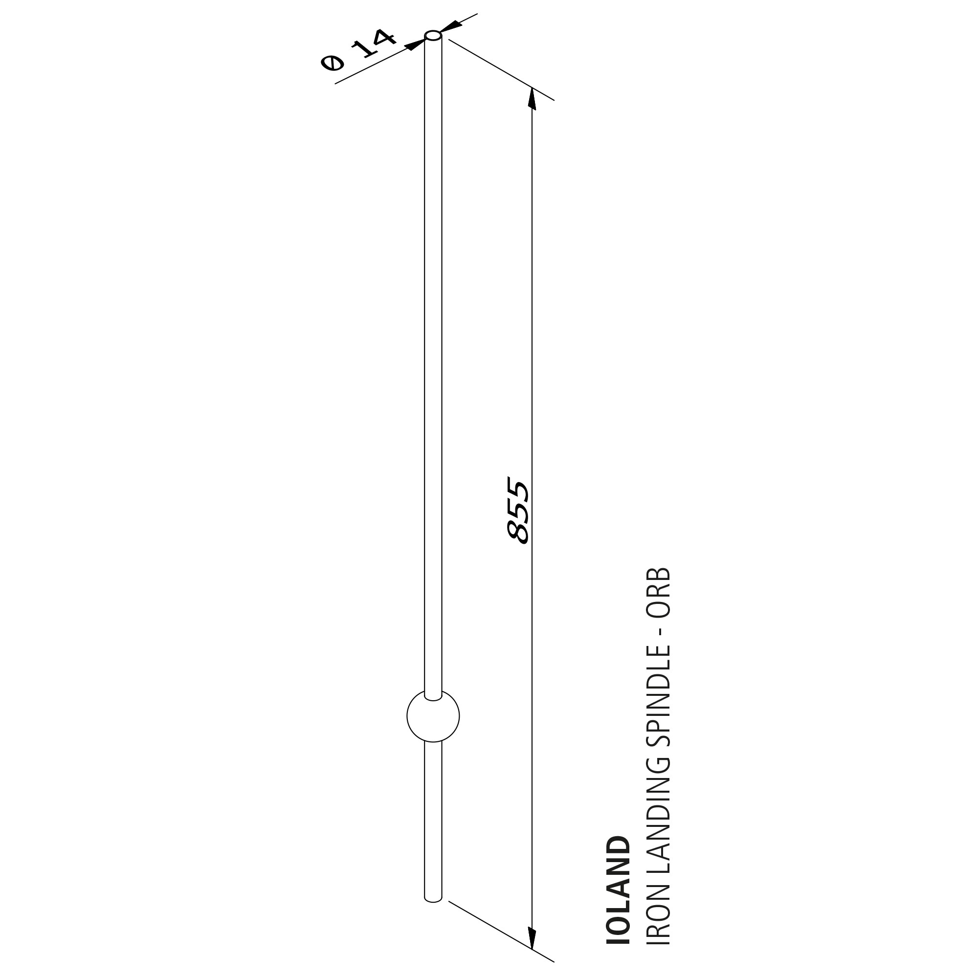Orb Iron Landing Spindle - 855mm [IOLAND]