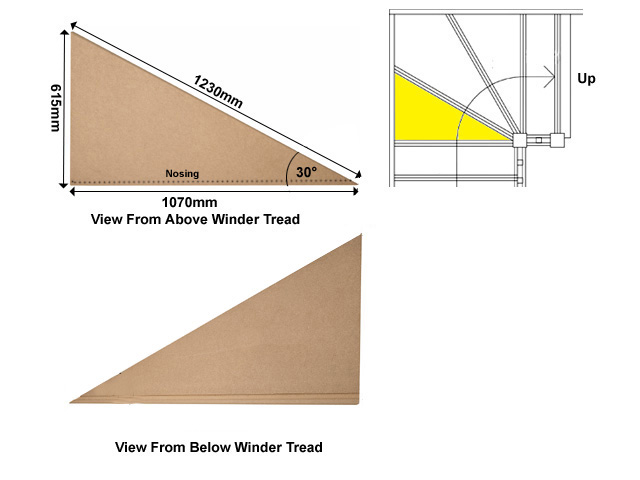Winder Tread 1 Right Hand - Pear Stairs