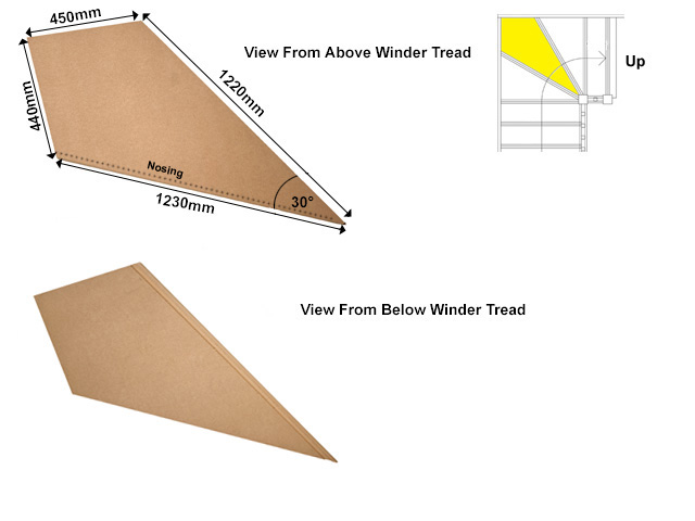 Winder Tread 2 Right Hand - Pear Stairs